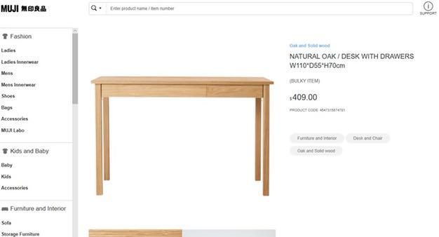 MUJI Oak Desk with drawers, Furniture, Tables & Chairs on Carousell