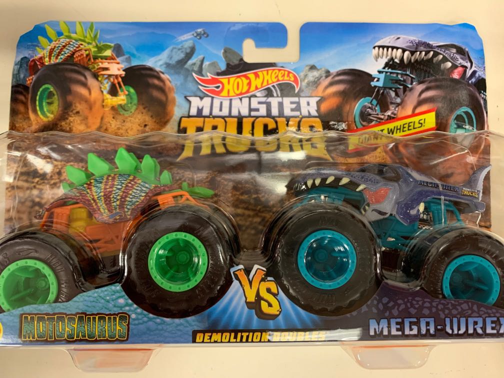Brand New Hot Wheels Monster Trucks Demolition Doubles MOTOSAURUS vs MEGA-WREX, Toys & Games ...