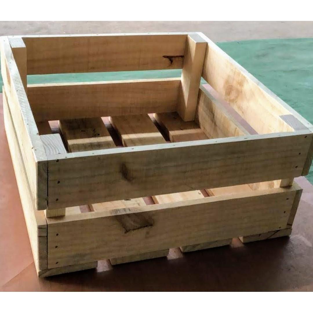 [Customized] Rustic Wooden Crate Podium Platform cum Storage Tray ...