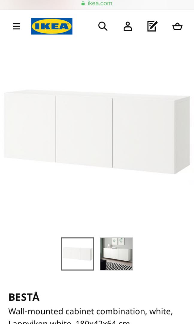 IKEA BESTA White Storage Cabinet/ Shoes shelve, Furniture & Home Living ...