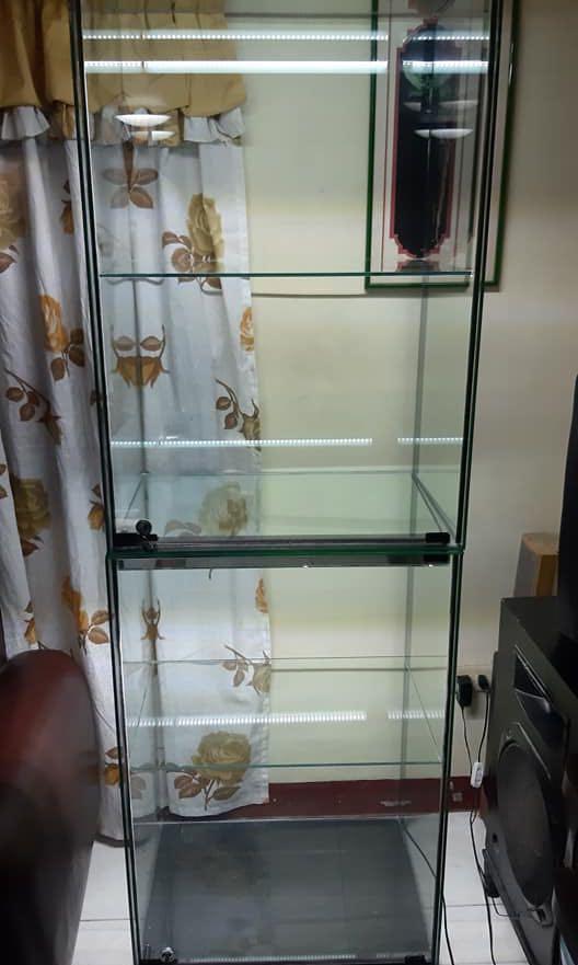 MAC Frameless Glass Display Cabinet with 2 LED and ANTIDUST, Furniture ...