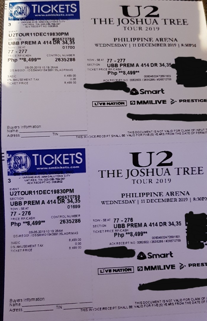 U2 Concert Ticket., Tickets & Vouchers, Event Tickets on Carousell