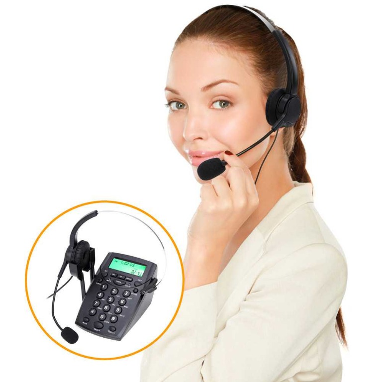 Voicejoy Telephone Desk HT500 with Headset Handsfree Call Center VH500 ...