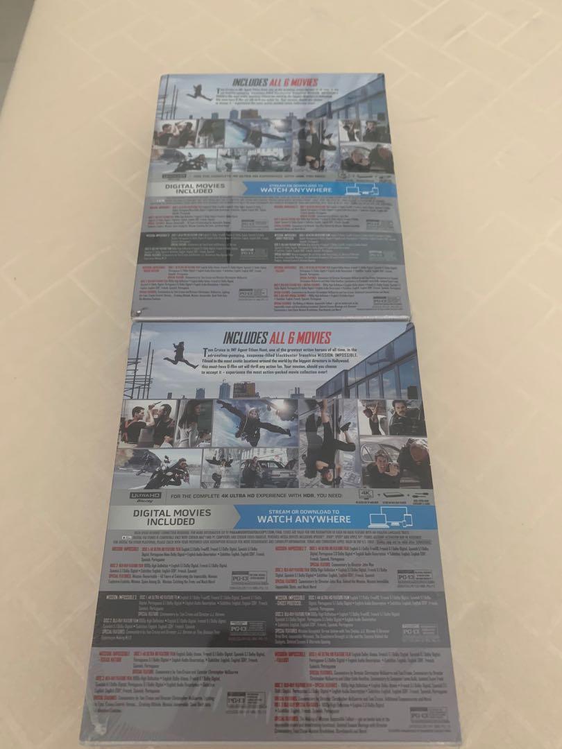 2 Sets of Mission: Impossible 6 Movie Collection (4K Ultra Blu Ray ...