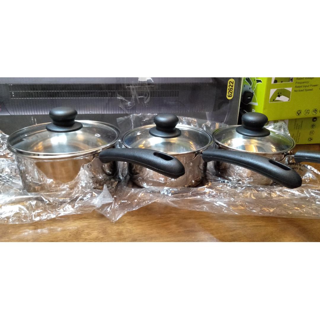 ANKO 3 Piece Stainless Steel Cookware Set, Furniture & Home Living ...