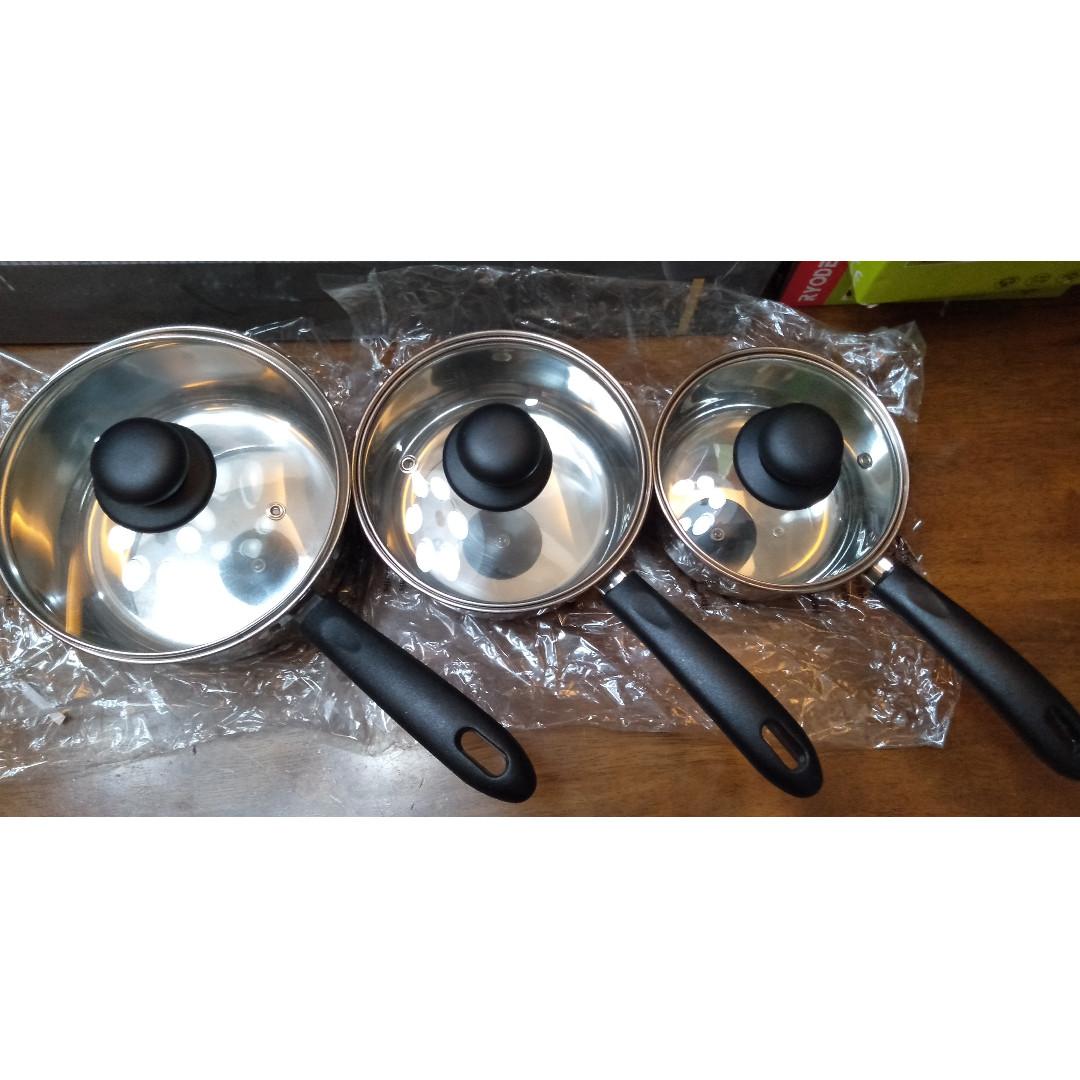 ANKO 3 Piece Stainless Steel Cookware Set, Furniture & Home Living ...