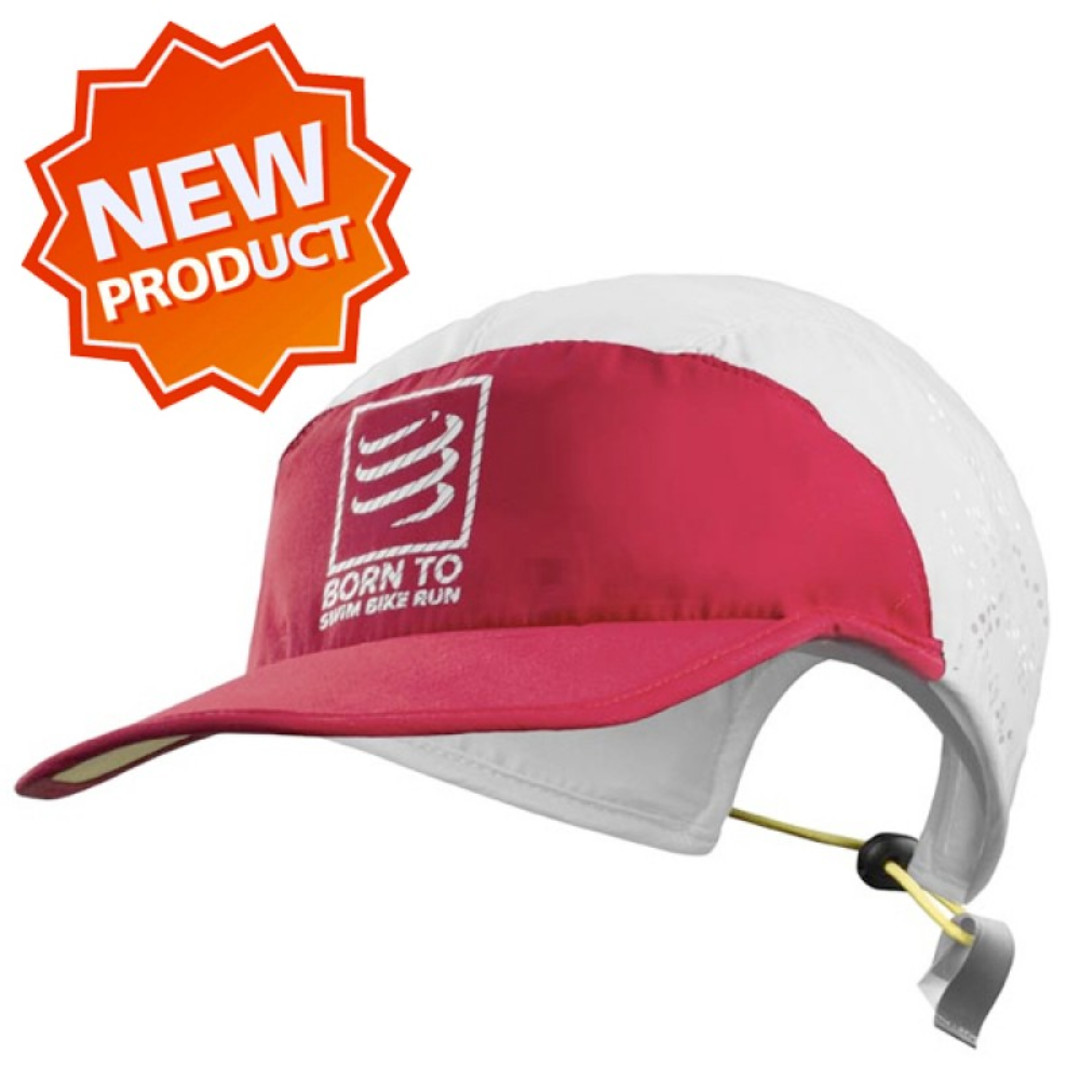 COMPRESSPORT Born To Swim Bike Run Cap - White/Red, Men's Fashion ...