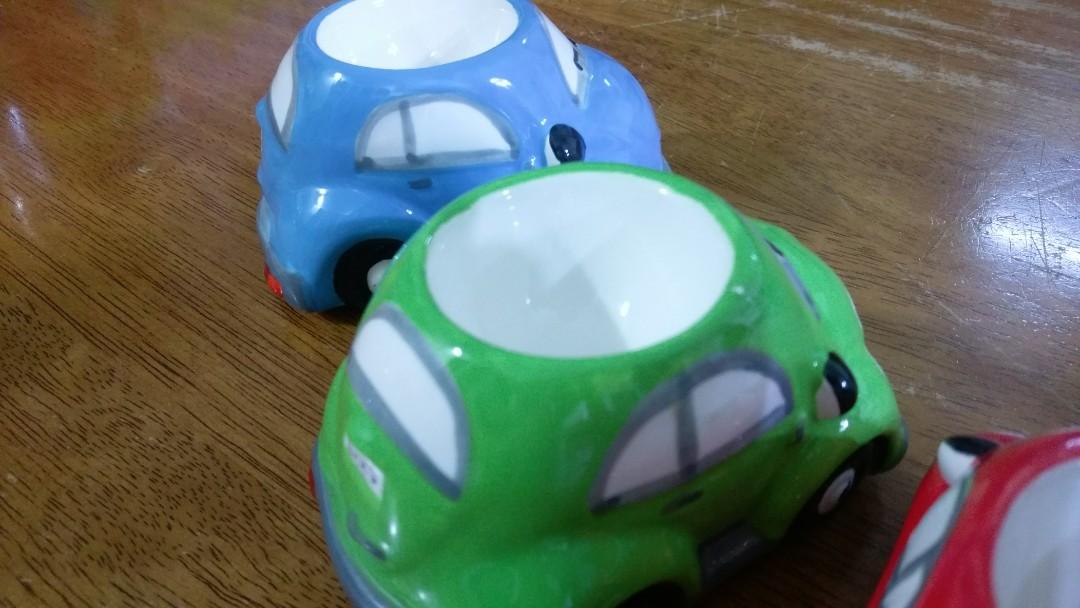 FIVE Famous Amos Volkswagen Beetle mini ceramic candy dish decor ...