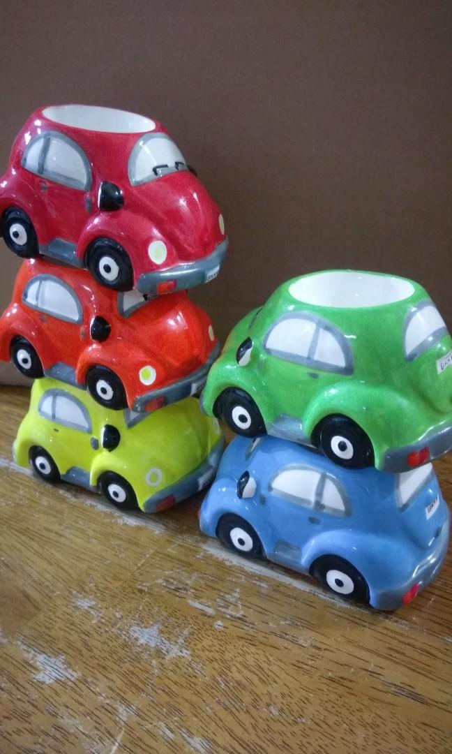 FIVE Famous Amos Volkswagen Beetle mini ceramic candy dish decor ...