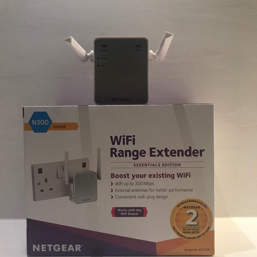 Netgear EX2700 N300 1-Port Essentials Edition WiFi Range Extender ...