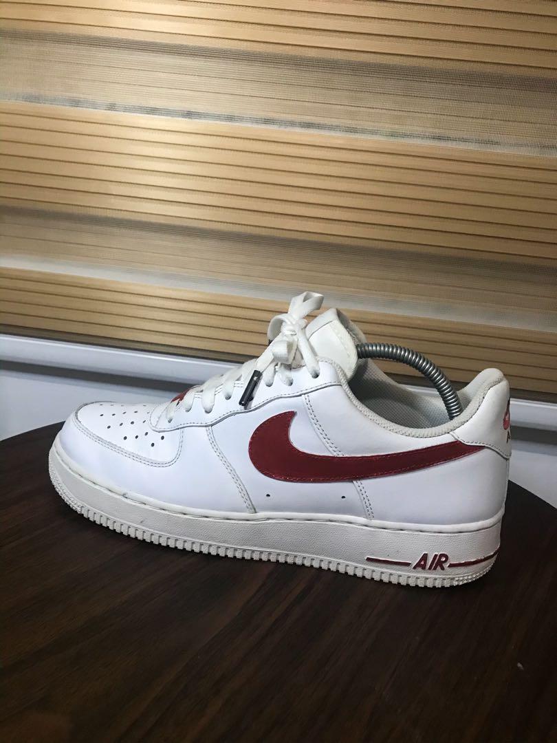 Nike Af1 Red swoosh, Men's Fashion, Footwear, Sneakers on Carousell