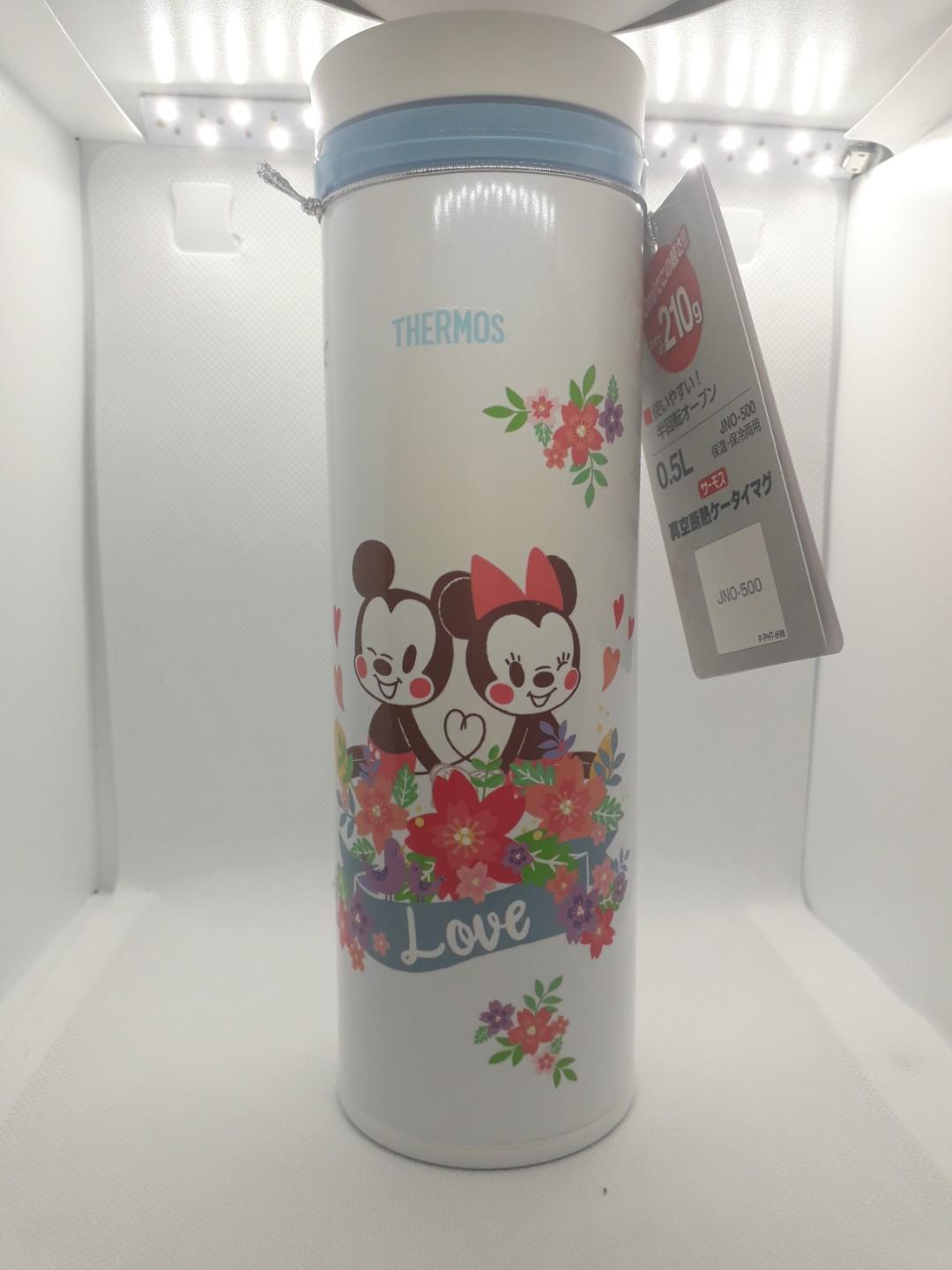 全新 thermos 膳魔師 不鏽鋼真空保溫杯 7-11 限定櫻花米奇米妮 珍珠白 jno-500 保溫瓶 交換禮物, 家具及居家用品, 戶外家具在旋轉拍賣