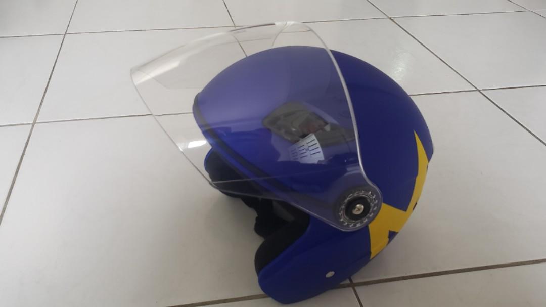 HKC Half Face Mototrade Helmet (Blue-Large), Motorbikes, Motorbike ...
