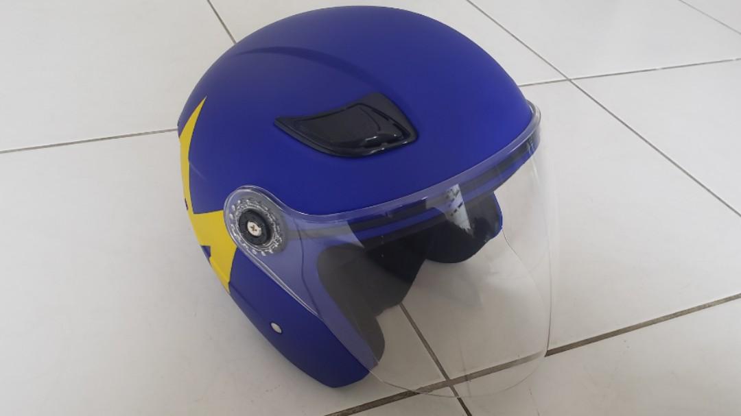 HKC Half Face Mototrade Helmet (Blue-Large), Motorbikes, Motorbike ...