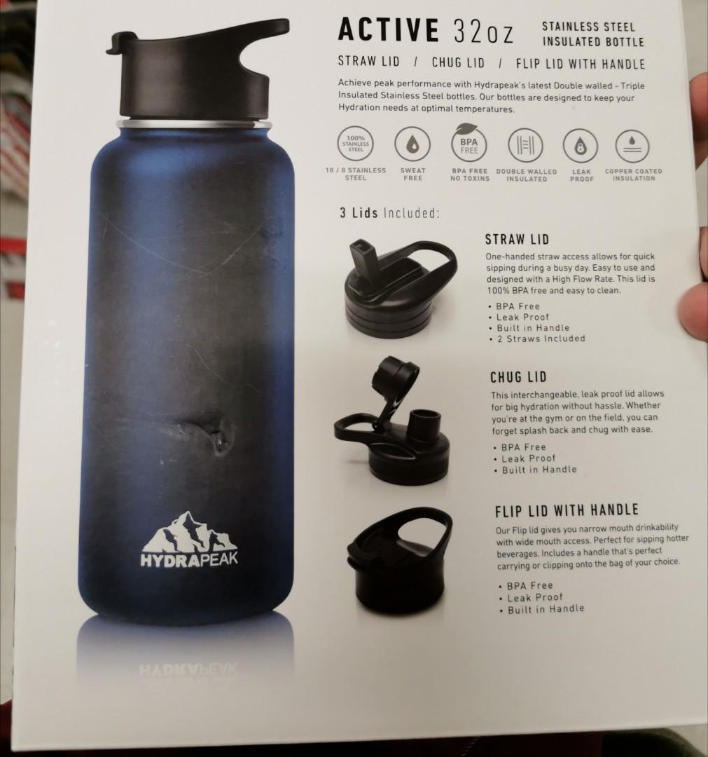 Hydrapeak Active Stainless Steal Insulated Bottle 32oz., Sports ...