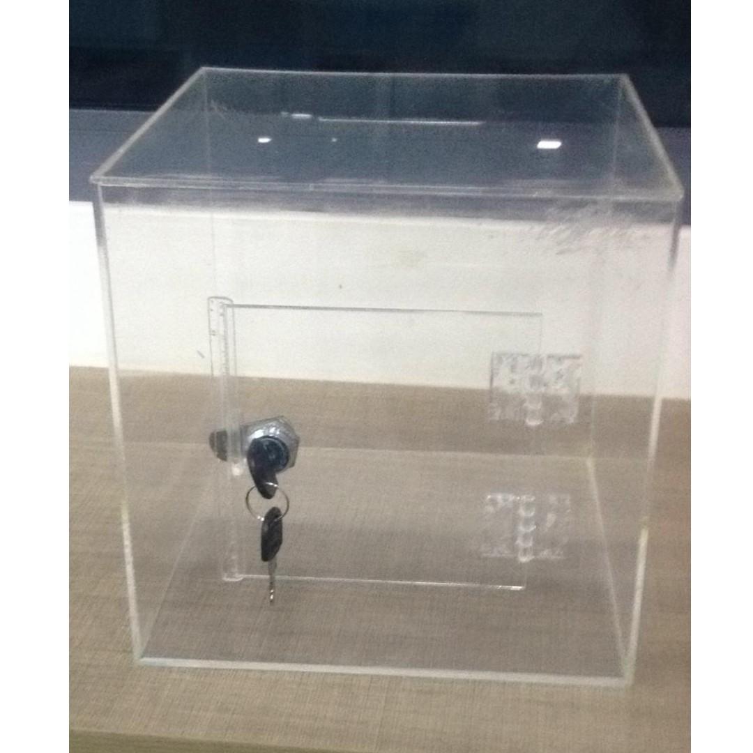 Clear Lockable Acrylic Lucky Draw Box, Everything Else on Carousell