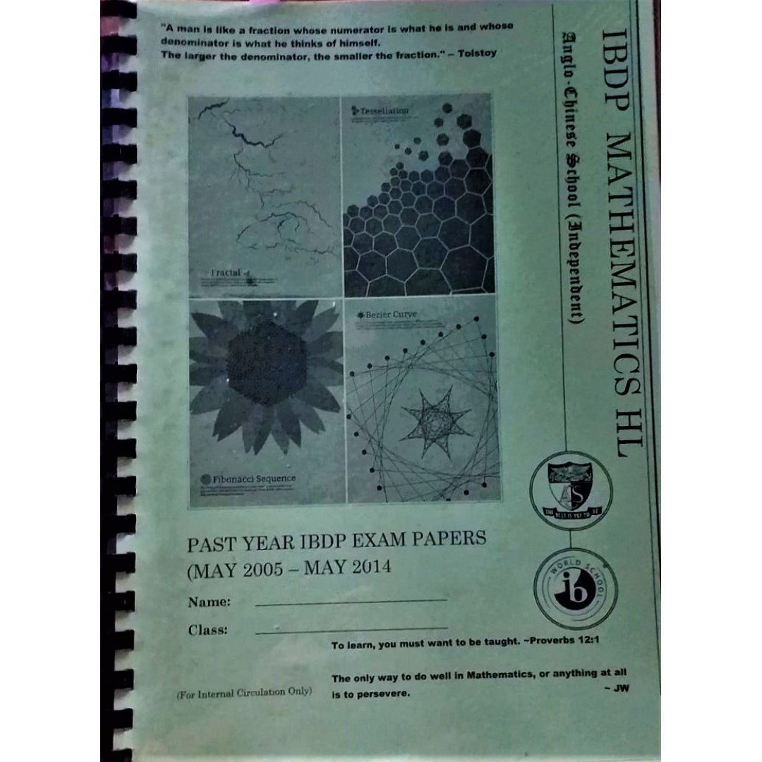 IB HL MATH question booklet from ACS independent, Hobbies & Toys, Books ...