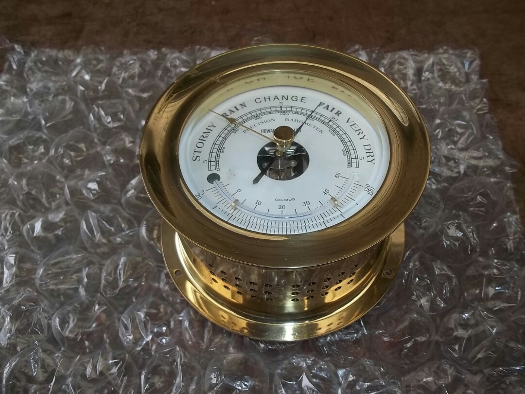 Howard Miller Solid Brass Aneroid Barometer with Thermometer ...