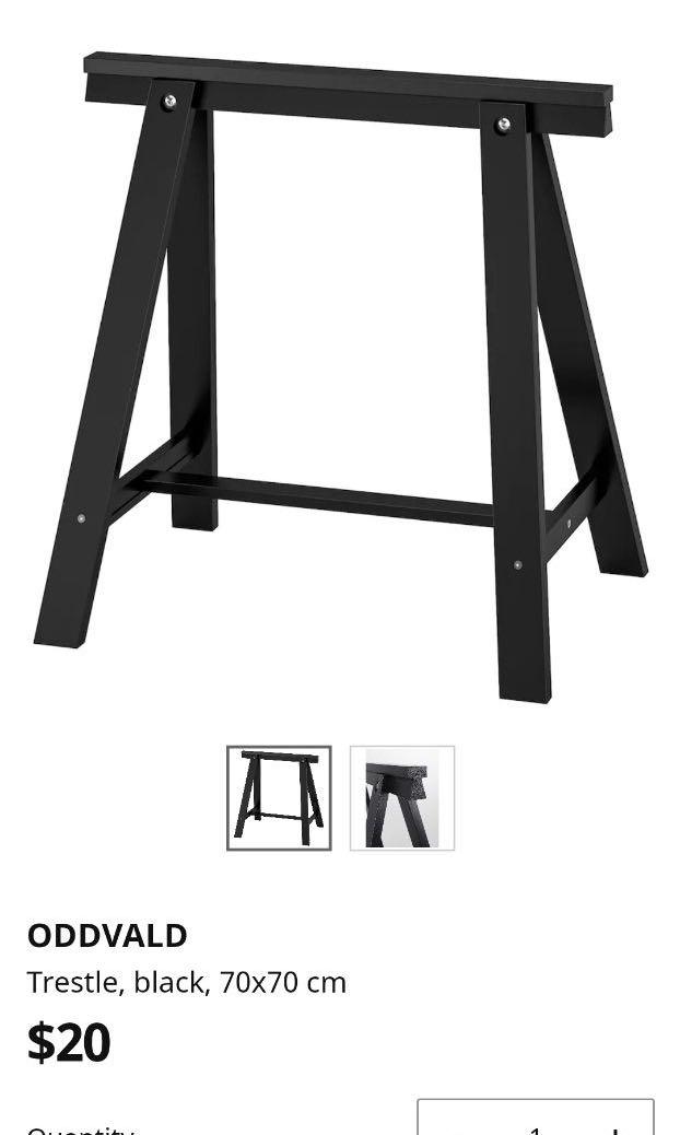 IKEA ODDVALD Trestle black, Furniture & Home Living, Furniture, Tables ...