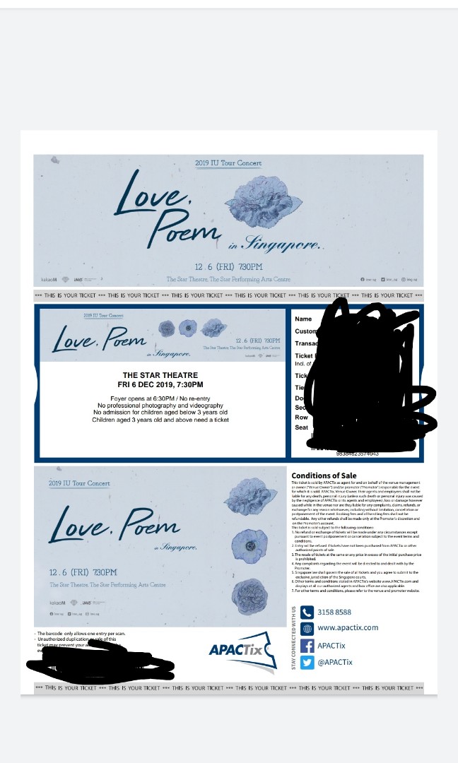 IU Love Poem CONCERT TICKET, Tickets & Vouchers, Event Tickets on Carousell