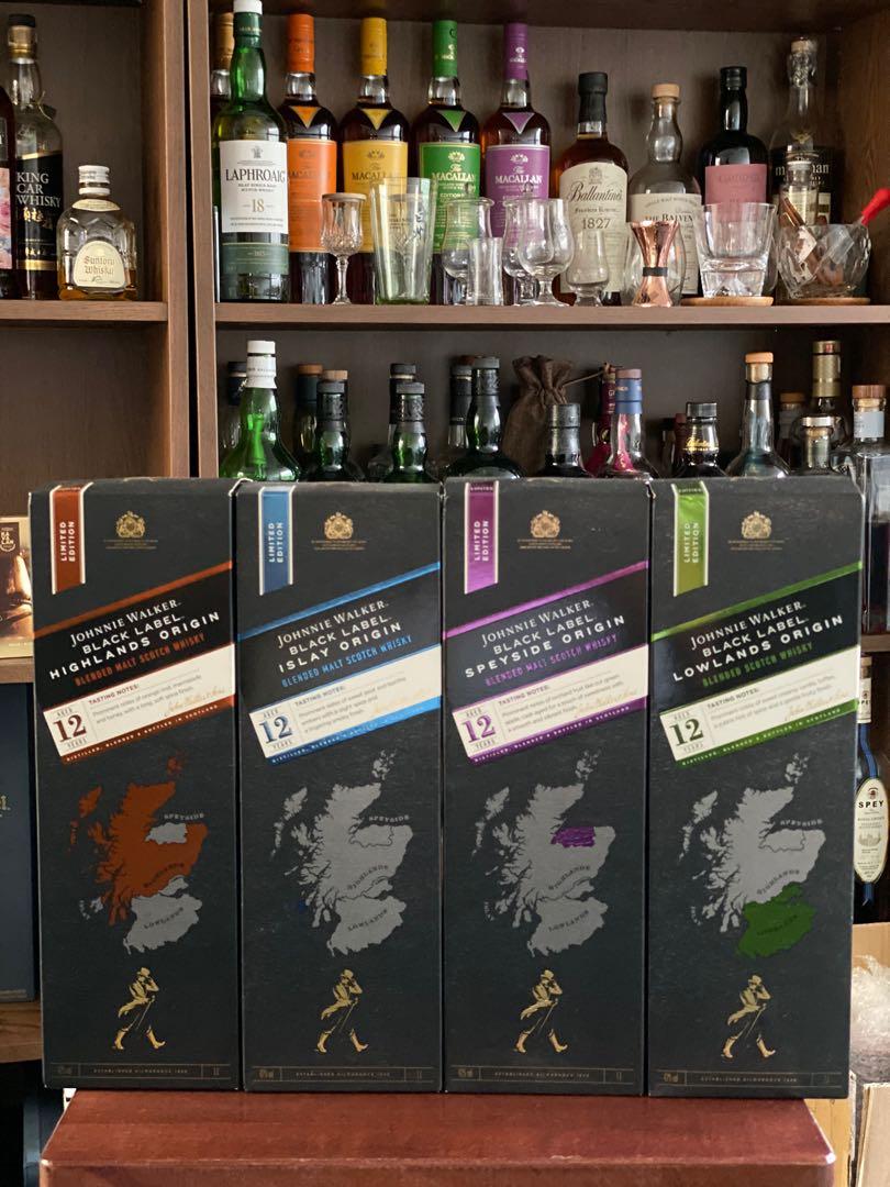 [降價！]Johnnie Walker Black Label - Origin 威士忌系列限量全套, 嘢食 & 嘢飲, 酒精飲料 ...