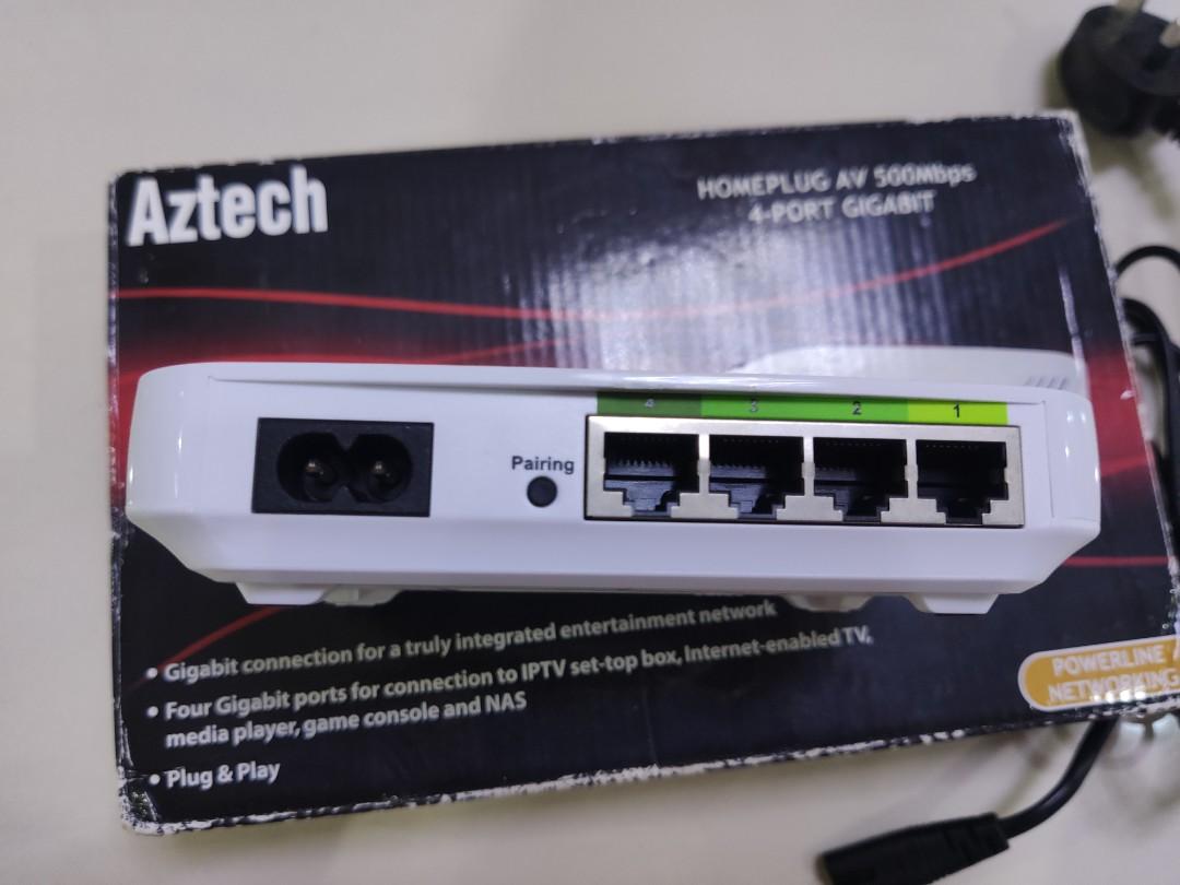 Like new Aztech Homeplug AV 500Mbps 4 Port Gigabit, Computers & Tech ...