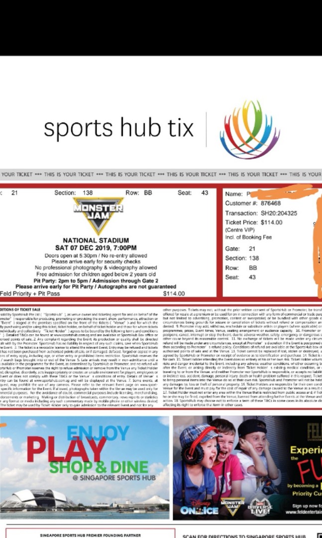 Monster Jam VIP seat + Pit Pass, Entertainment, Attractions on Carousell