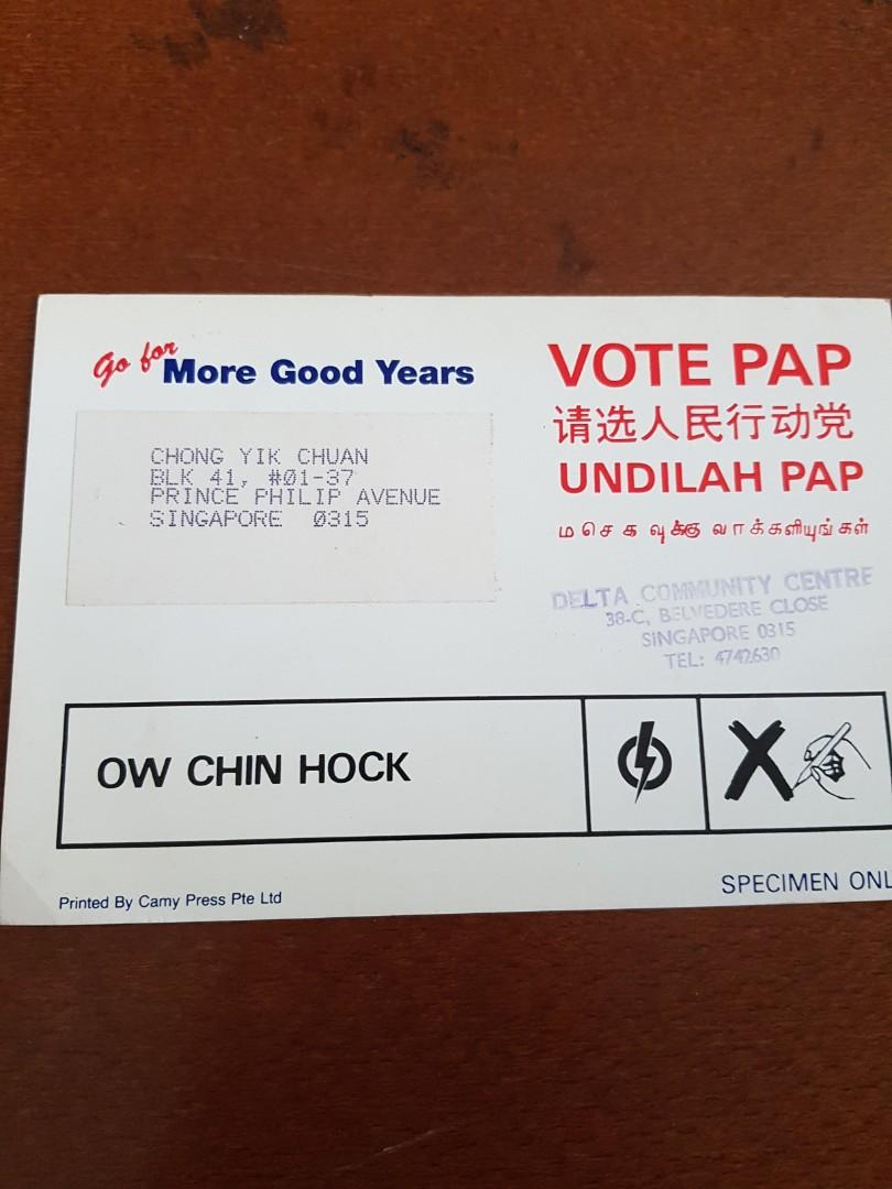 PAP election card - Dr Ow Chin Hock, Hobbies & Toys, Memorabilia ...