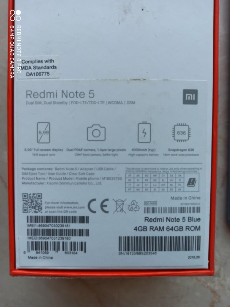 MI Redmi Note 5 (bought from the Singapore Changi Airport), Mobile ...