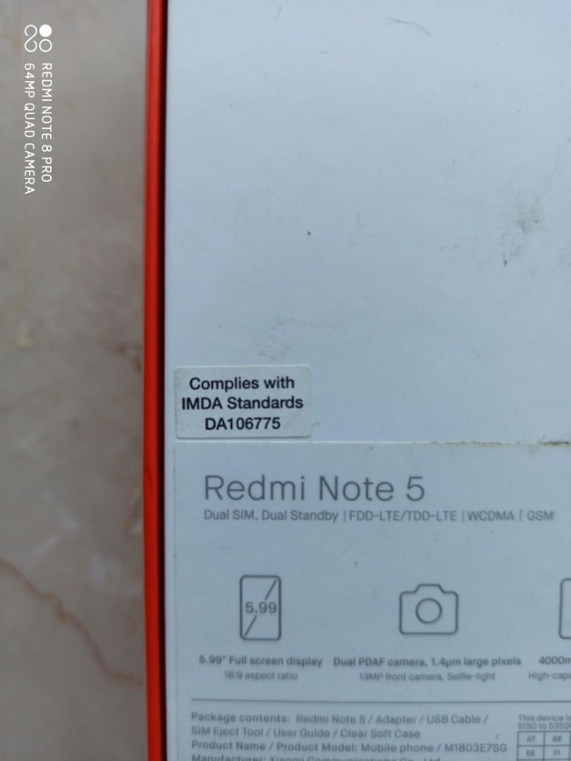 MI Redmi Note 5 (bought from the Singapore Changi Airport), Mobile ...