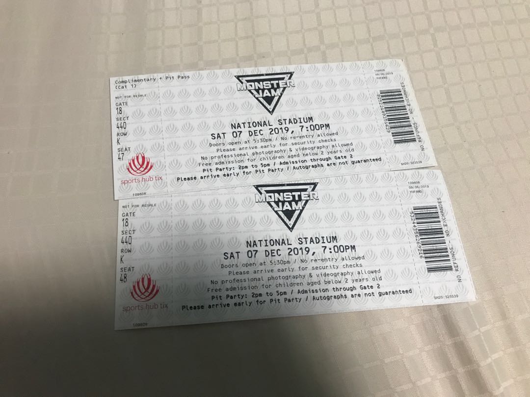 2x Monster Jam Cat 1 + Pit Pass, Tickets & Vouchers, Event Tickets on ...