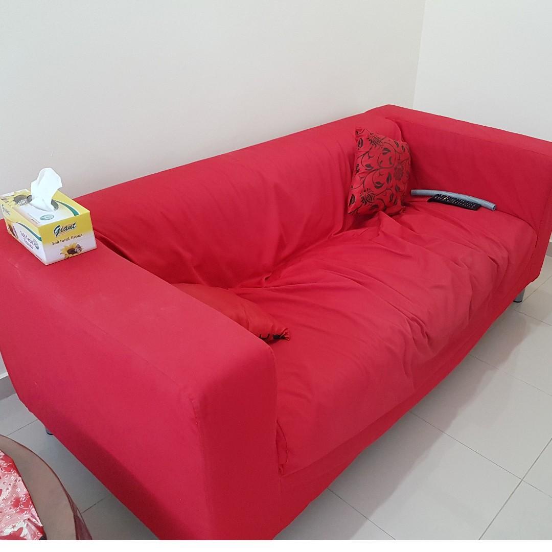 Ikea Klippan Sofa (Red) [Price Neg], Furniture & Home Living, Furniture ...