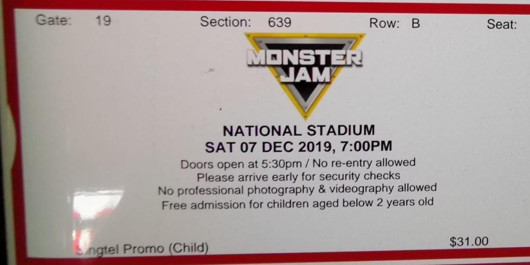 Monster Jam ticket @ National Stadium, Tickets & Vouchers, Event ...