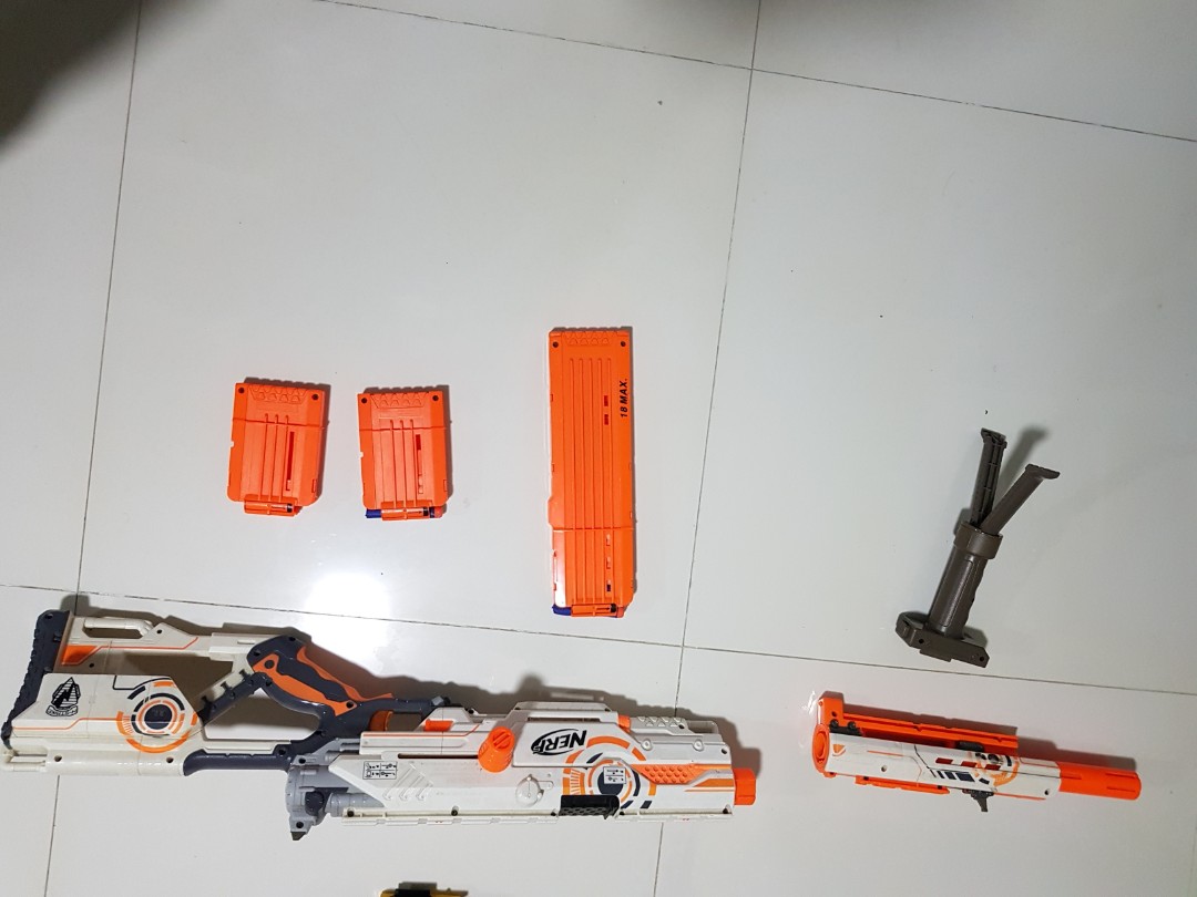 Nerf longstrike with bipod and 3 magazine, Hobbies & Toys, Toys & Games ...