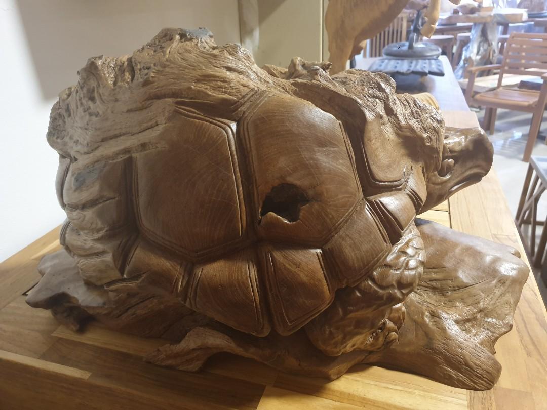 Teak Wood Turtle, Furniture & Home Living, Home Decor, Vases ...