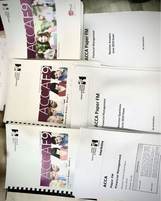 Acca F9 Pass Year Papers And Lecturer Notes Hobbies Toys Books