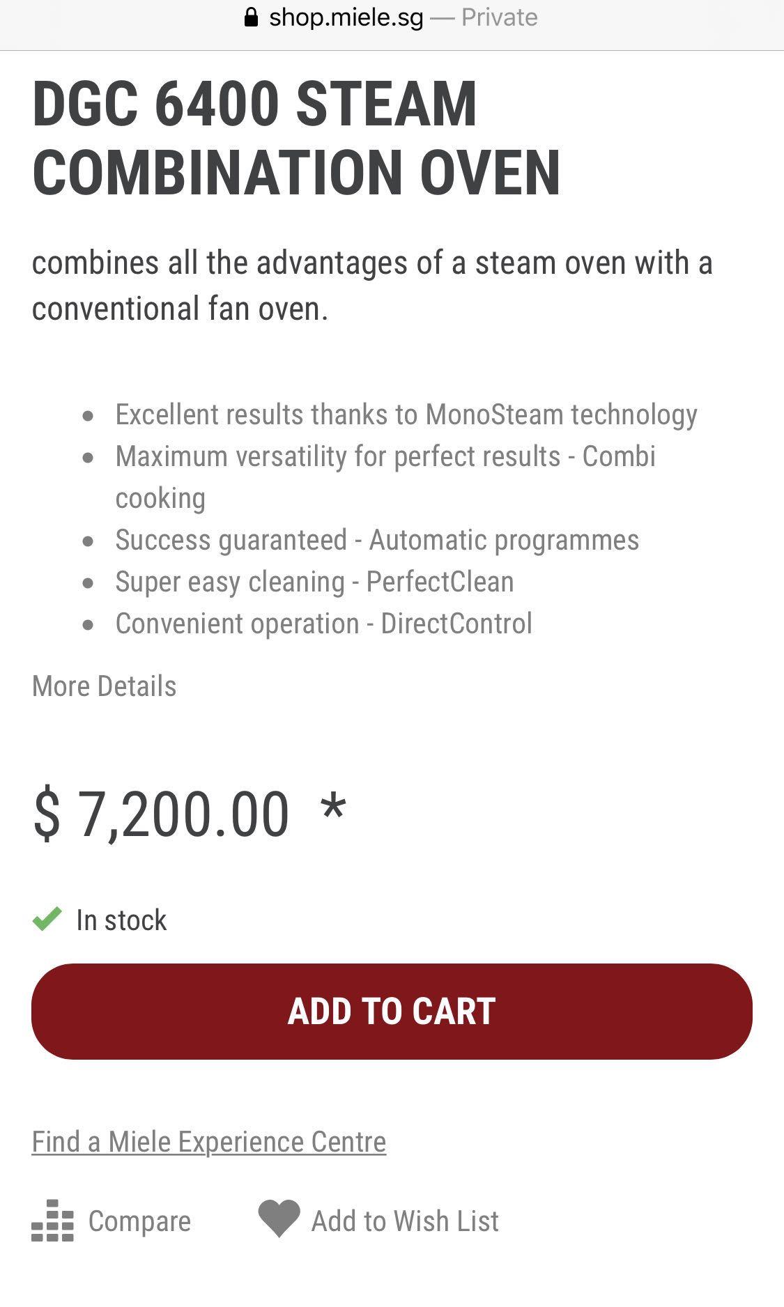 Brand New Miele Steam Combi Oven DGC 6400 with Warranty from Miele ...