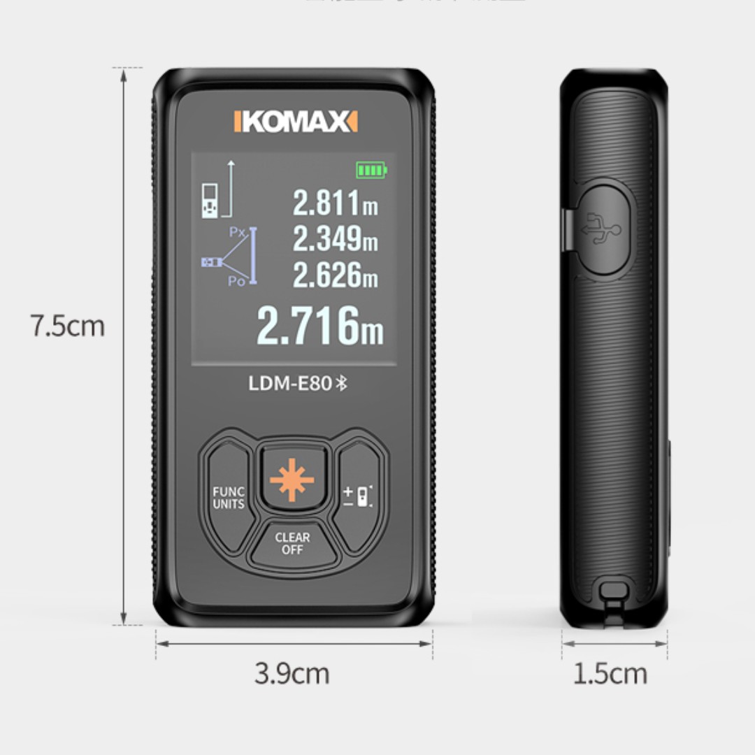 KOMAX Mini Bluetooth Digital Precision Laser Measurement Tool (Up to 80M), Furniture & Home ...