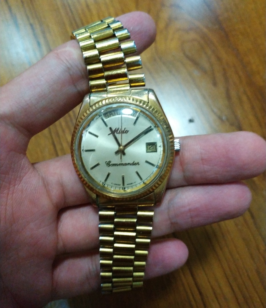 Mido Commander Day Date Gold Plated, Men's Fashion, Watches ...