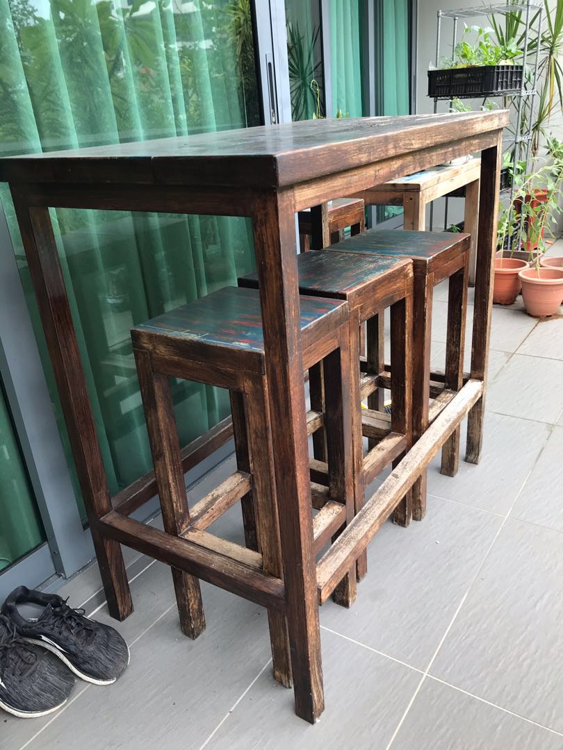 Stylish wooden High table n 4 chairs free two mesh panel , Furniture ...