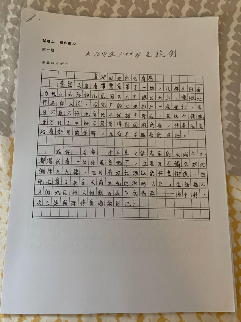 2012-2018 中文DSE卷二 寫作考生範例, 其他, 其他 - Carousell