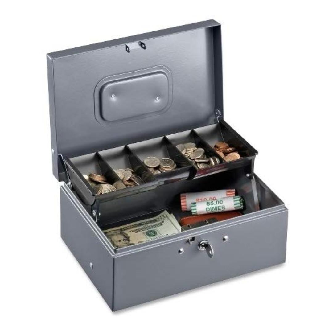 Metal Cash Box with Key Lock (Portable) [Dual Tier] , register drawer ...