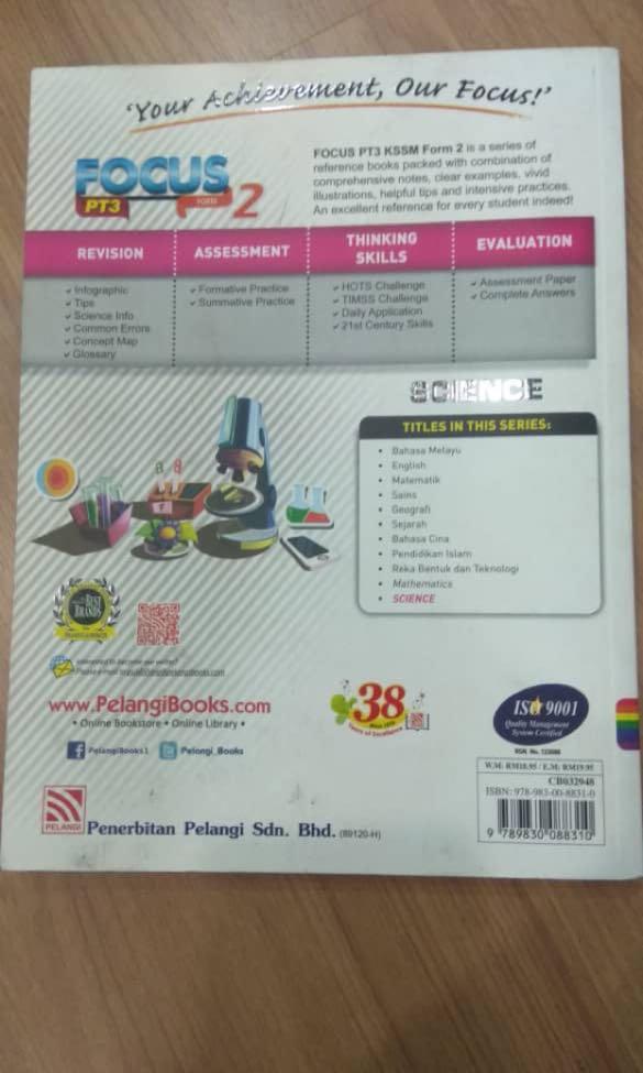 FOCUS PT3 FORM 2 SCIENCE KSSM, Hobbies & Toys, Books & Magazines ...