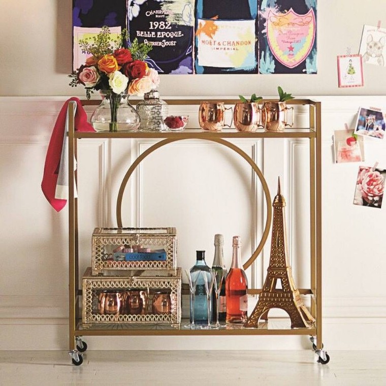 Gold Retro Bar Cart Whisky Trolley, Furniture & Home Living, Furniture ...