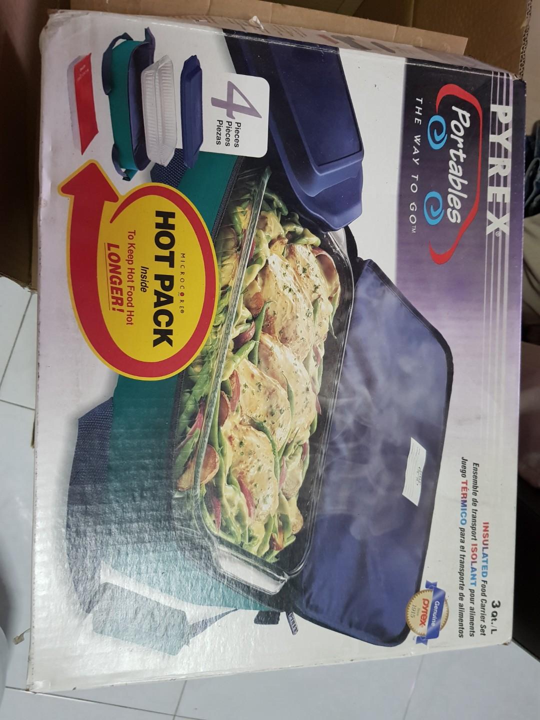 Pyrex insulated food carrier set, Furniture & Home Living, Kitchenware ...