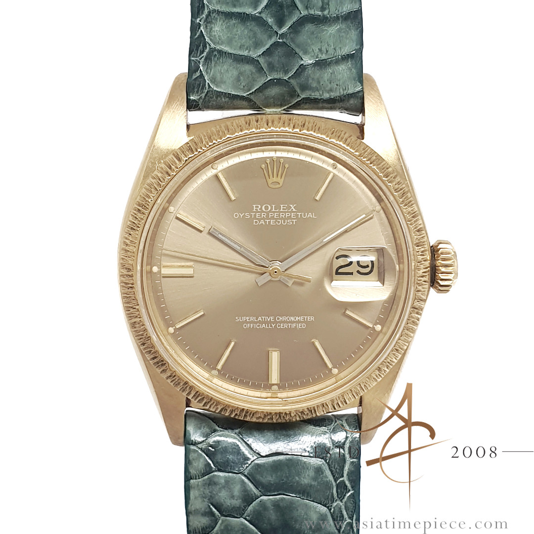 [Rare] Rolex Datejust 1607 Ghost Dial Bark Bezel 18K Gold Vintage (1966 ...