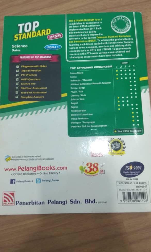 TOP STANDARD KSSM SCIENCE PT3 FORM 1 DUAL LANGUAGE, Hobbies & Toys ...
