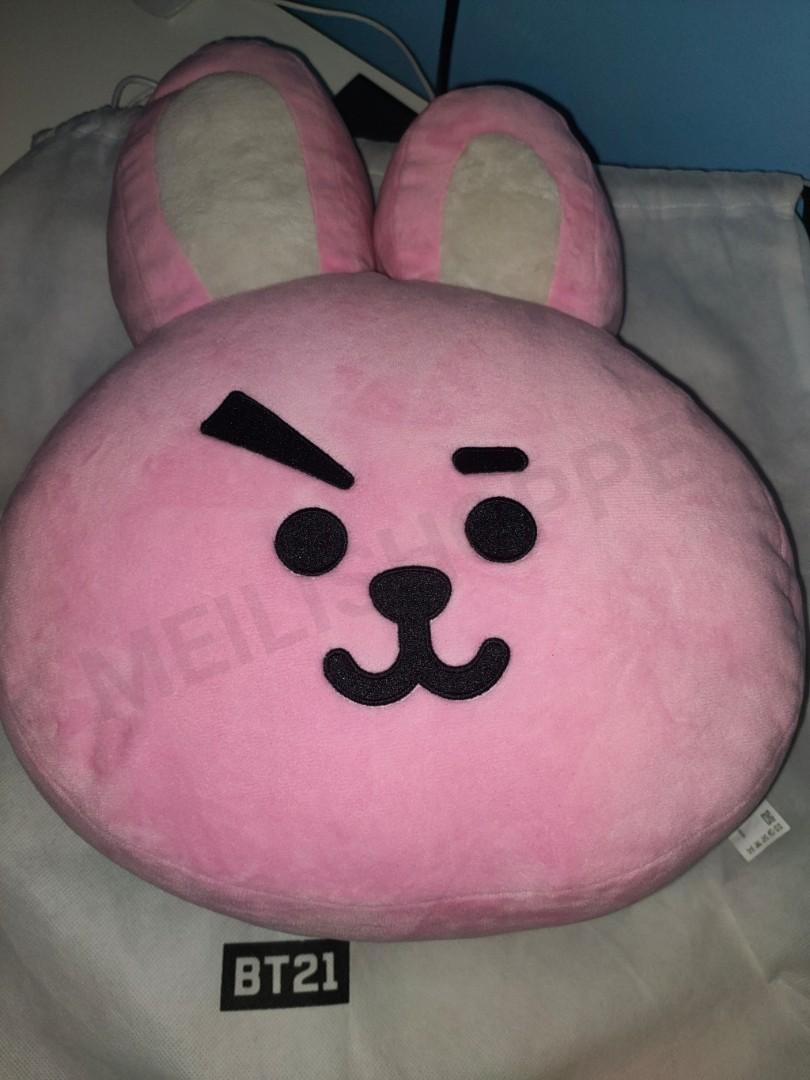 BTS BT21 Official Face Cushion (Cooky) 30cm, Hobbies & Toys ...