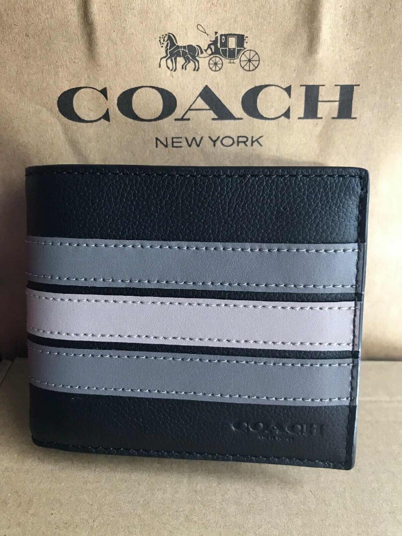 Coach Slim Bifold Wallet in Varsity Stripes, Men's Fashion, Watches ...