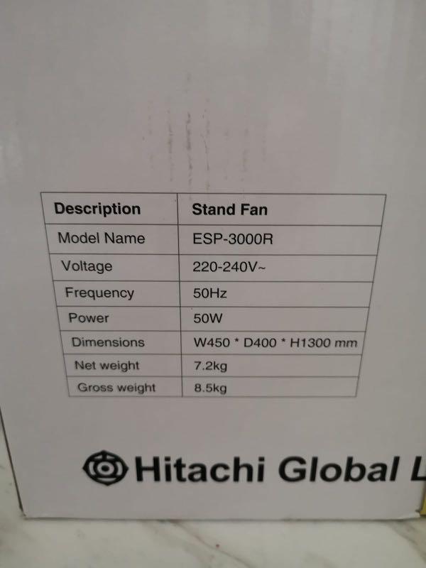 Hitachi Stand Fan ESP-3000R, Furniture & Home Living, Lighting & Fans ...
